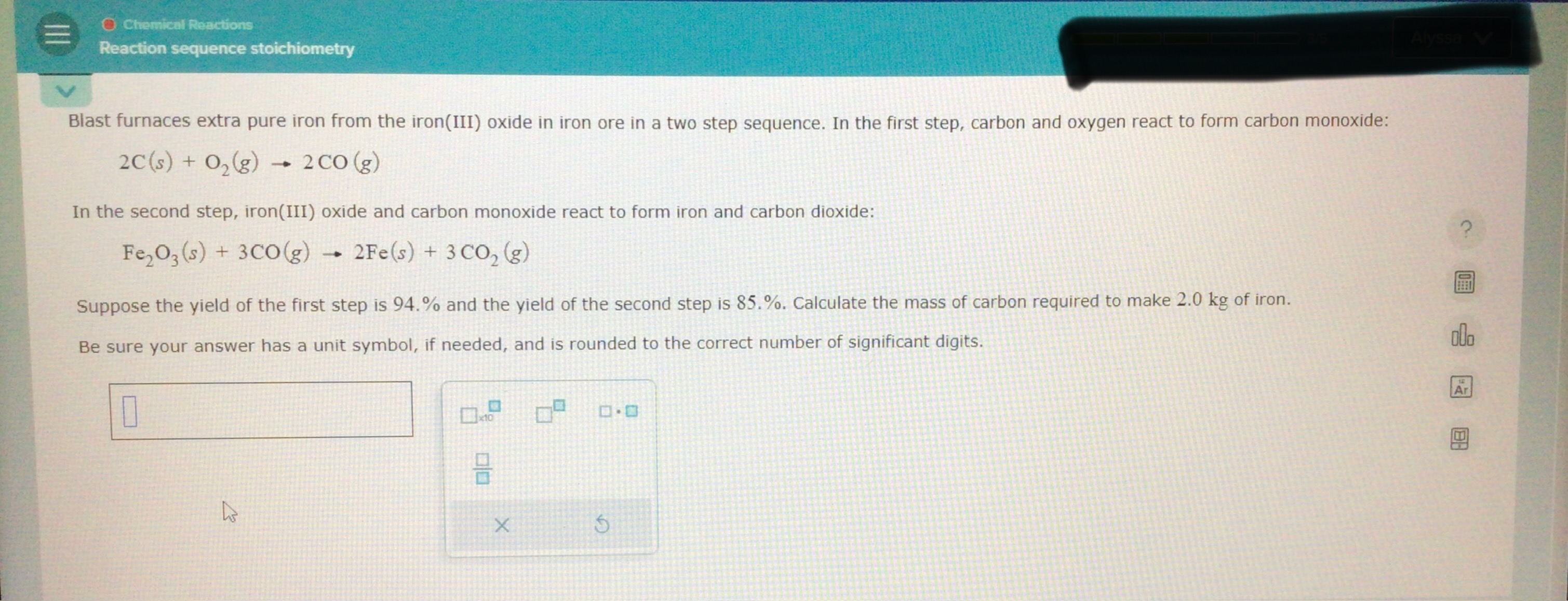 Solved Blast furnaces extra pure iron from the iron(III) | Chegg.com