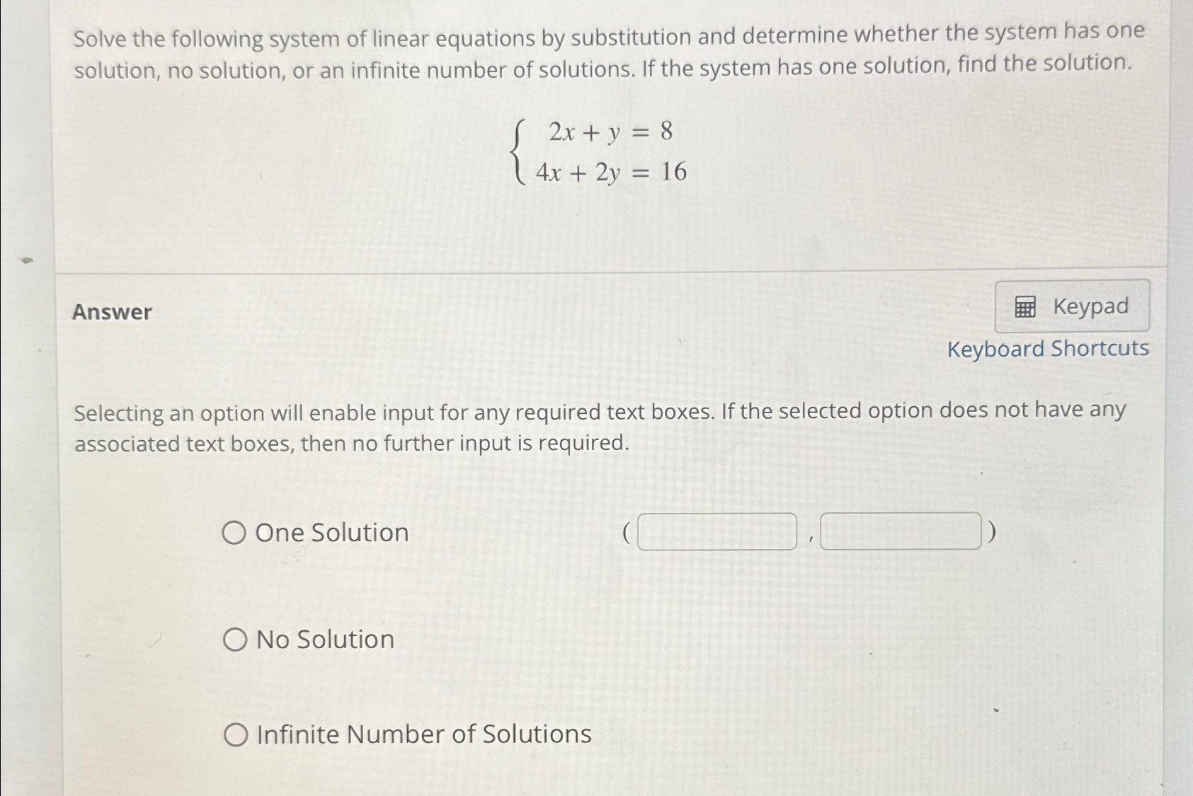 Solved Solve the following system of linear equations by | Chegg.com