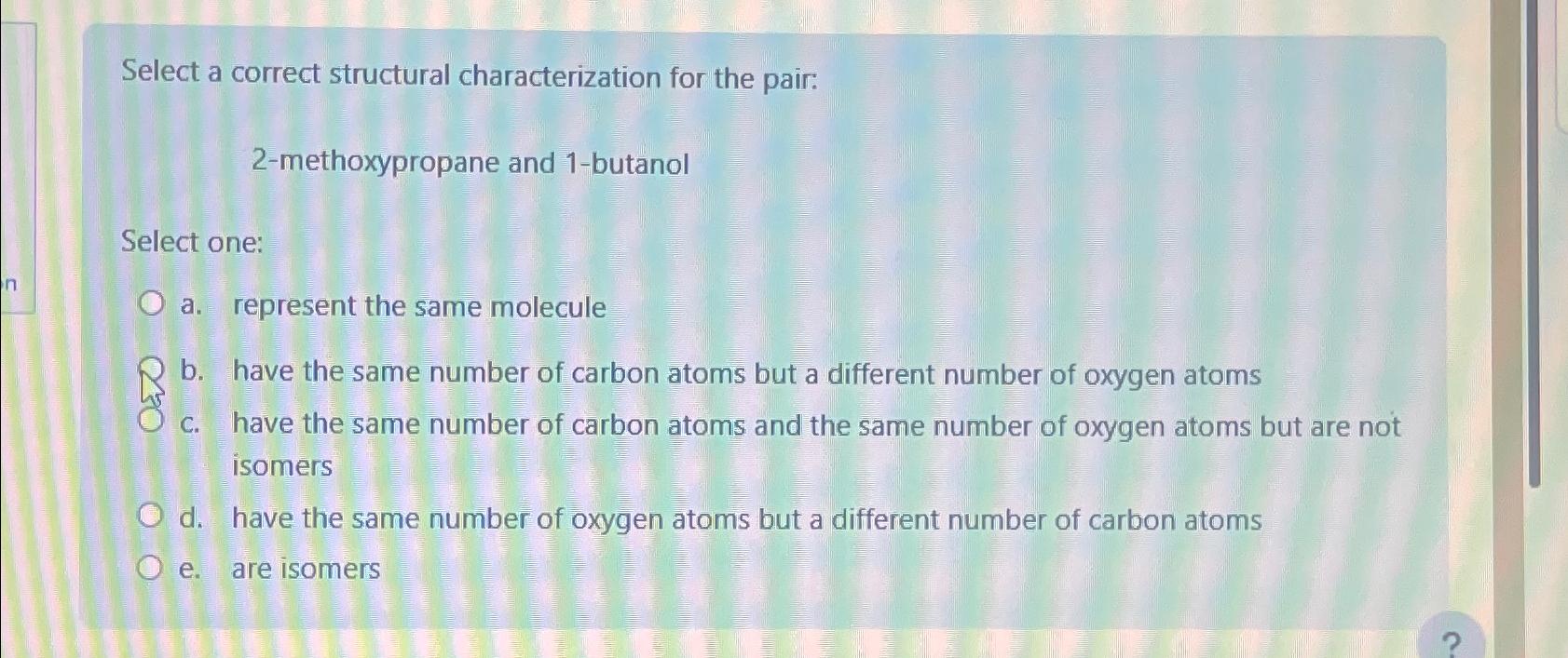 Solved Select a correct structural characterization for the | Chegg.com