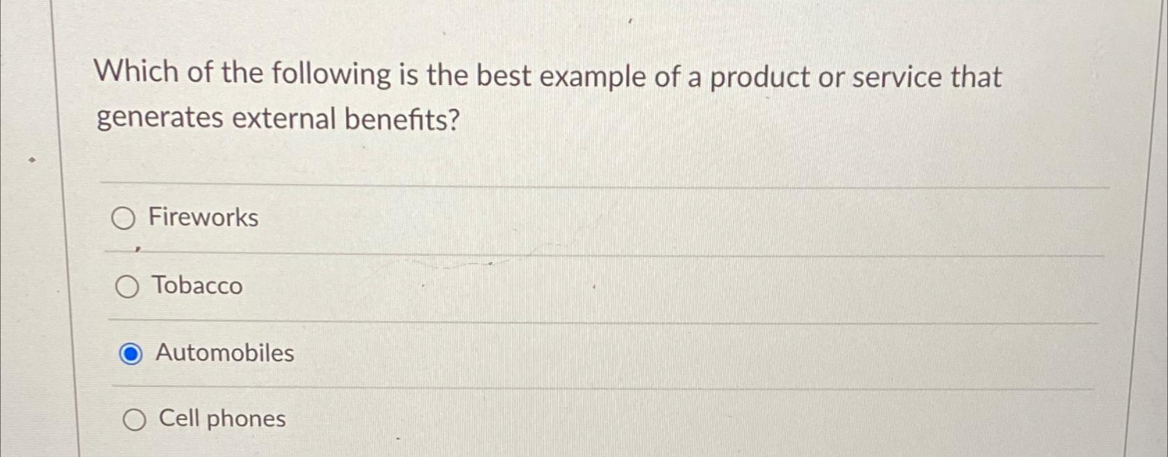 Solved Which of the following is the best example of a | Chegg.com