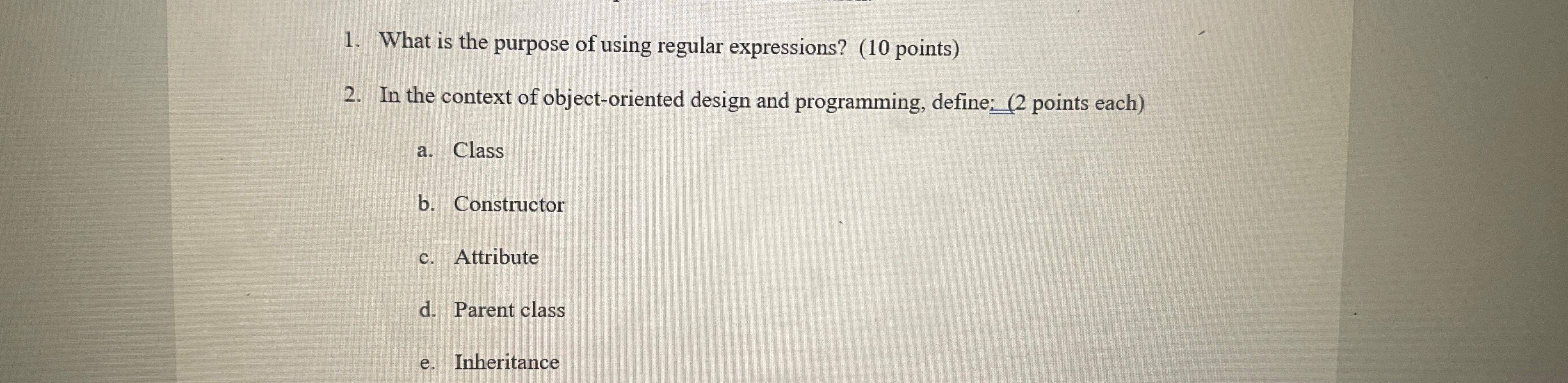 Solved What is the purpose of using regular expressions? (10 | Chegg.com