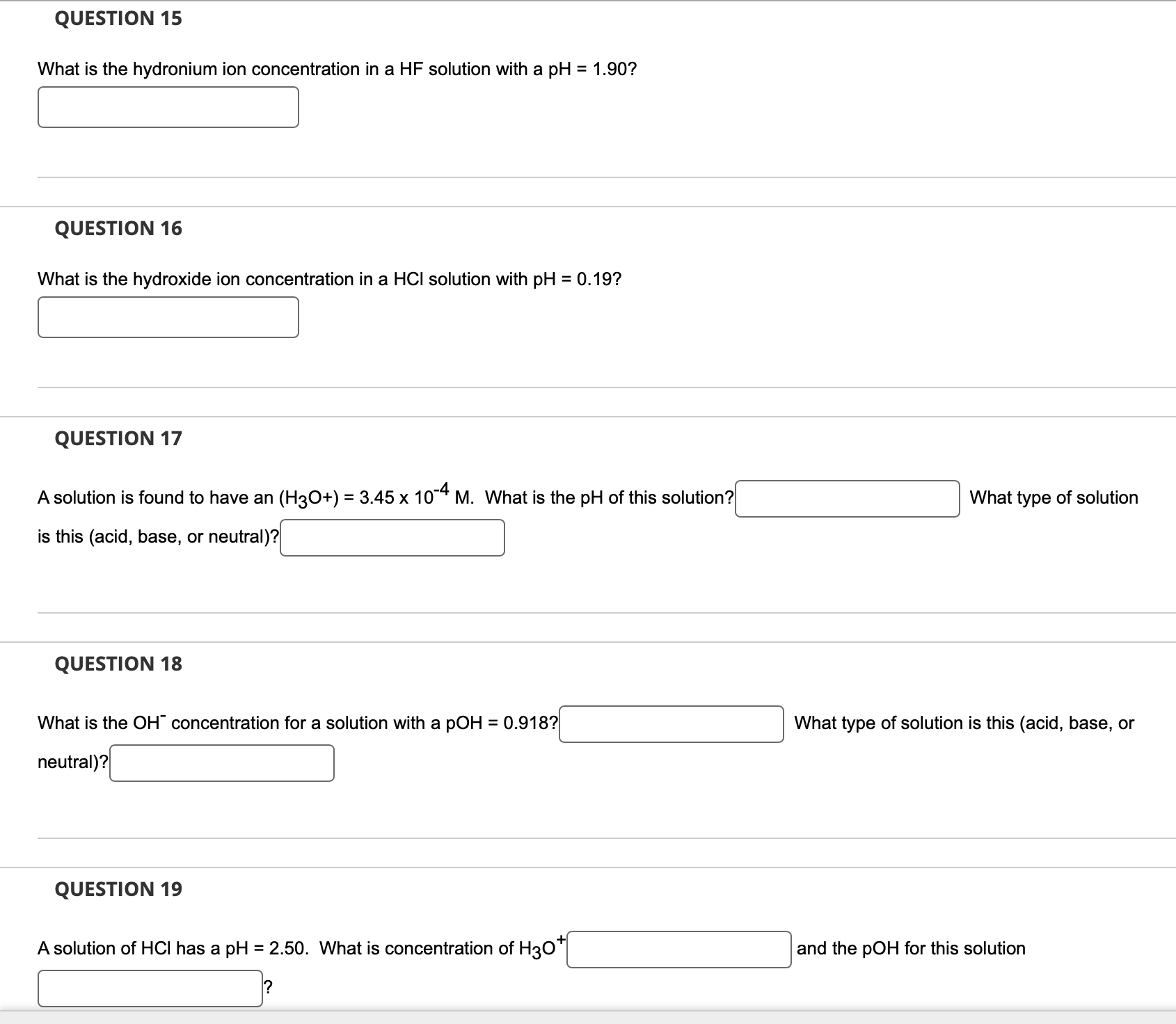 Solved QUESTION 15What is the hydronium ion concentration in | Chegg.com