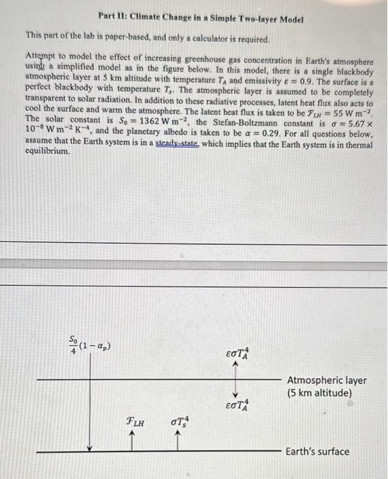 Solved Part II: Climate Change in a Simple Two-layer Model | Chegg.com