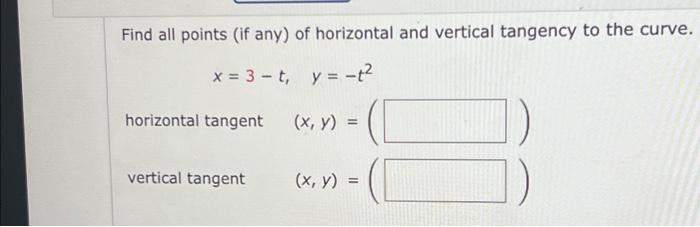 Solved Find all points (if any) of horizontal and vertical | Chegg.com