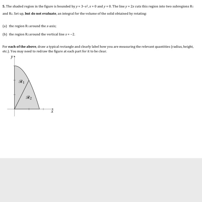 Solved 5. The shaded region in the figure is bounded by y = | Chegg.com