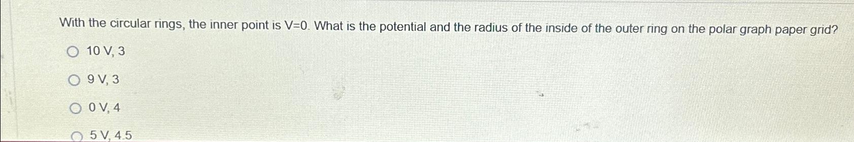 With the circular rings, the inner point is V=0. | Chegg.com