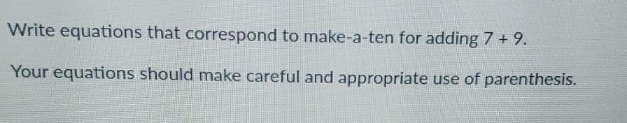 Solved Write equations that correspond to make-a-ten for | Chegg.com