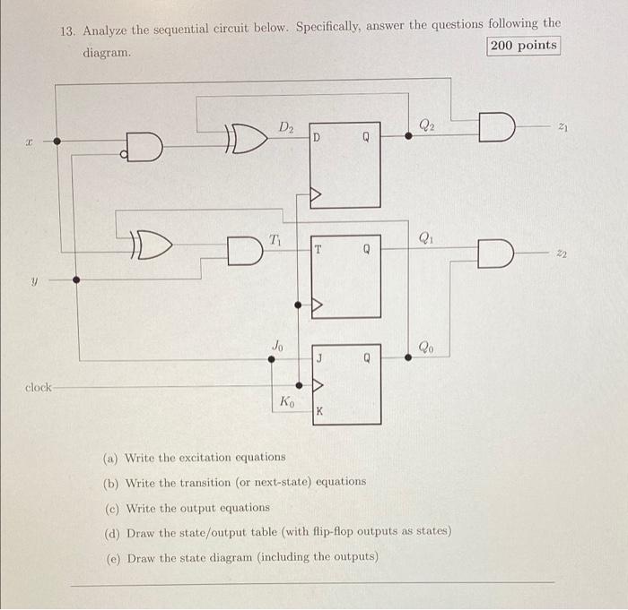 Solved 13. Analyze the sequential circuit below. | Chegg.com