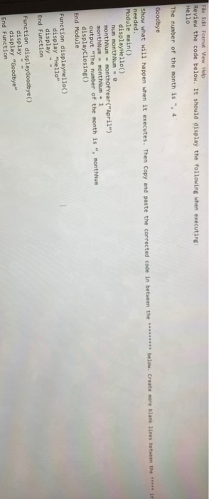 Solved File Edit Format View Help Review the code below. It | Chegg.com