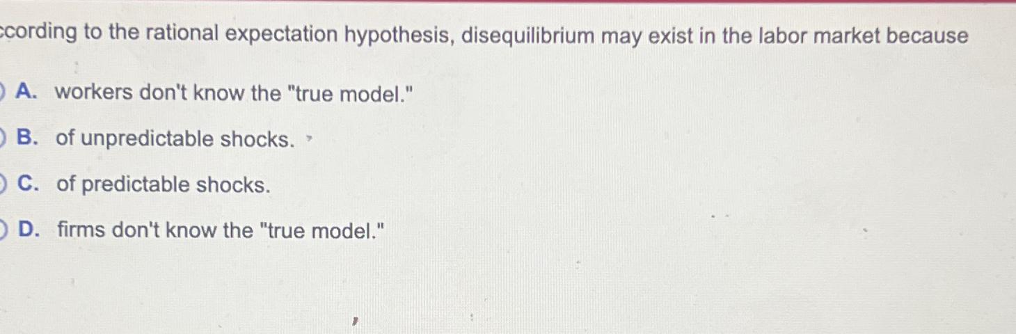 Solved Cording To The Rational Expectation Hypothesis