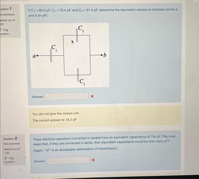 Solved If C1=60.0pF,C2=76.4pF, and C3=91.4pF, determine the | Chegg.com