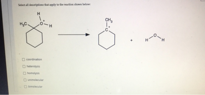 Solved Select all descriptions that apply to the reaction | Chegg.com