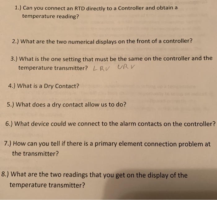 Solved 1.) Can you connect an RTD directly to a Controller | Chegg.com