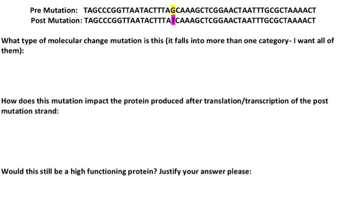 Solved Pre Mutation: | Chegg.com