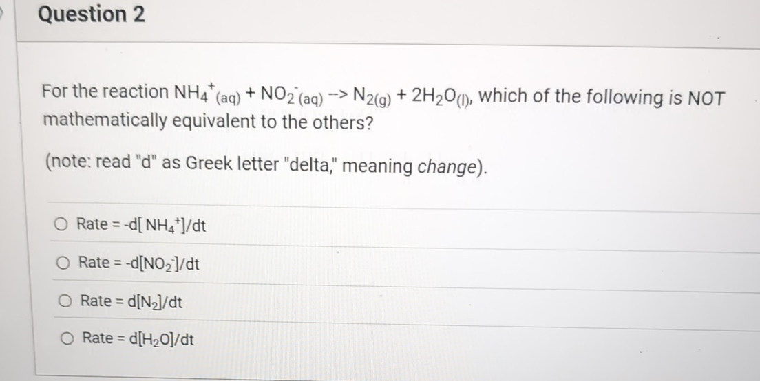Solved Question 2For the reaction | Chegg.com