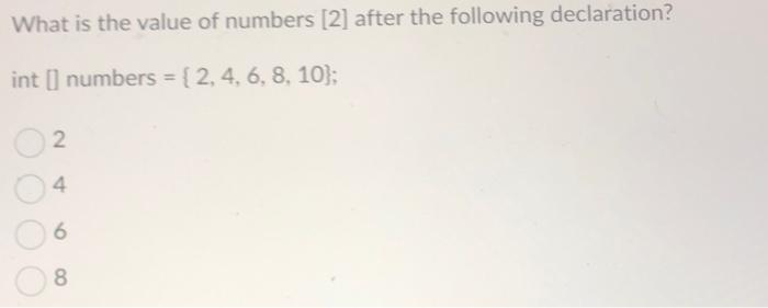 Solved What is the value of numbers [2] after the following | Chegg.com