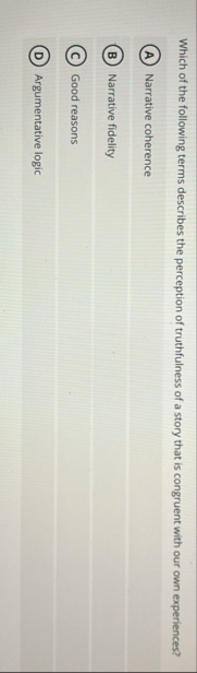 Solved Which of the following terms describes the perception | Chegg.com