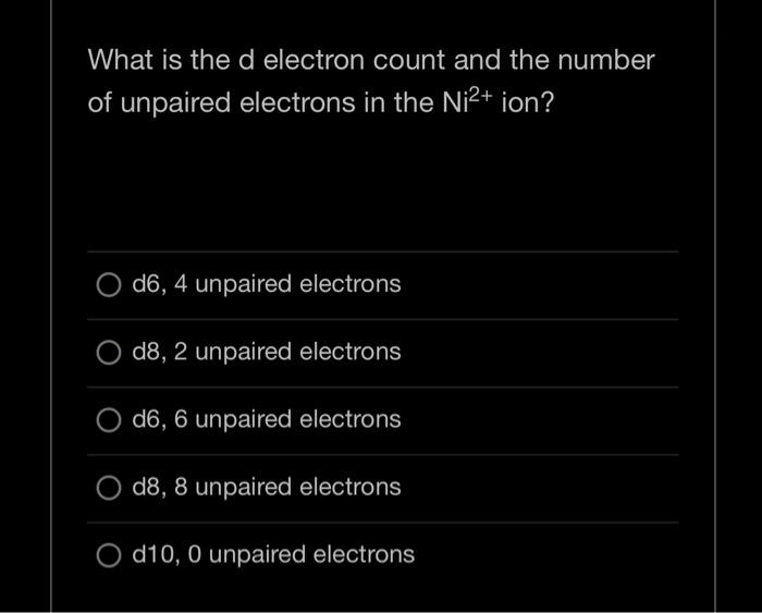 Solved How does the number of UNPAIRED electrons compare | Chegg.com