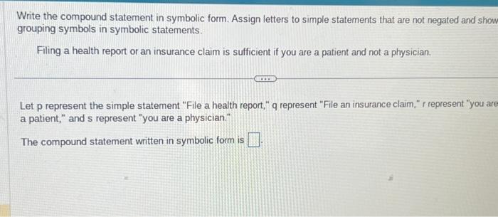 Solved Write the compound statement in symbolic form. Assign | Chegg.com