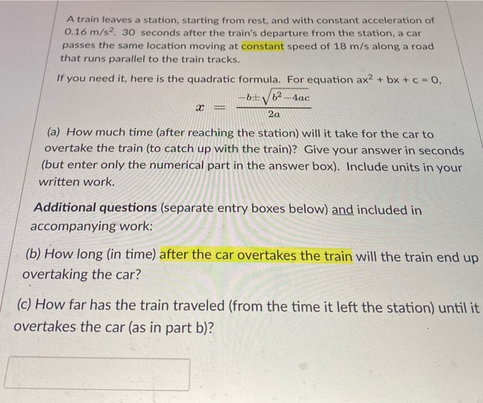 Solved A train leaves a station, starting from rest, and | Chegg.com