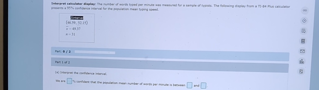 Solved Interpret calculator display: The number of words | Chegg.com