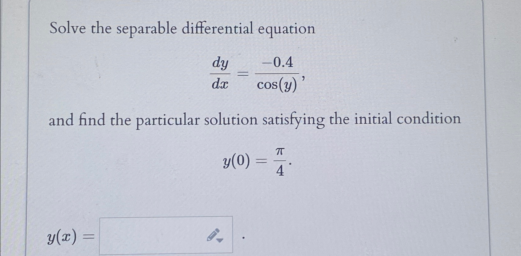 Solved Solve the separable differential | Chegg.com