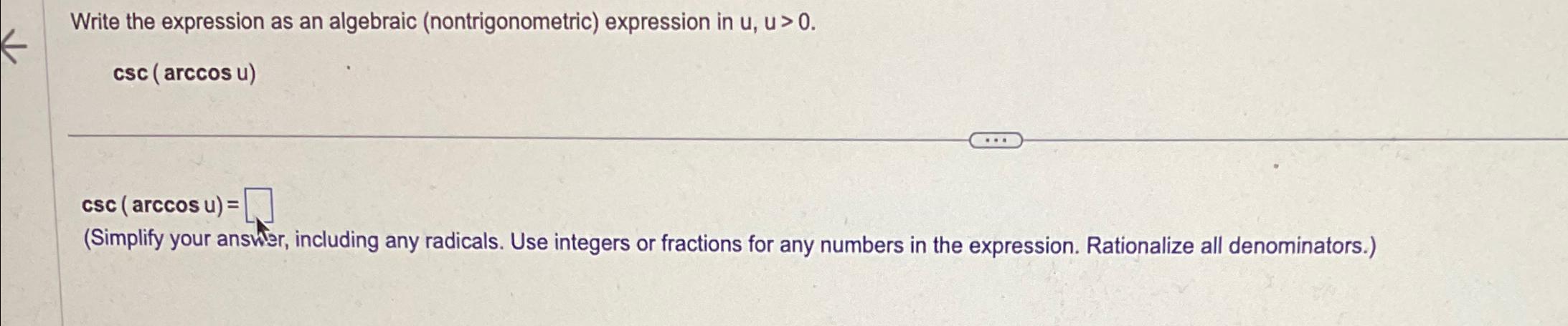 Solved Write the expression as an algebraic | Chegg.com