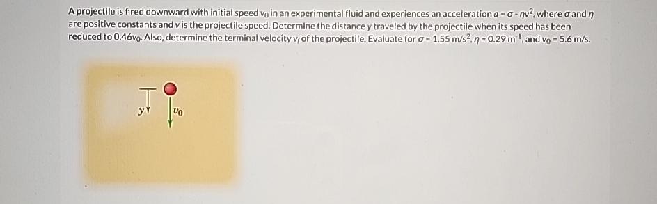 Solved A projectile is fired downward with initial speed v0 | Chegg.com