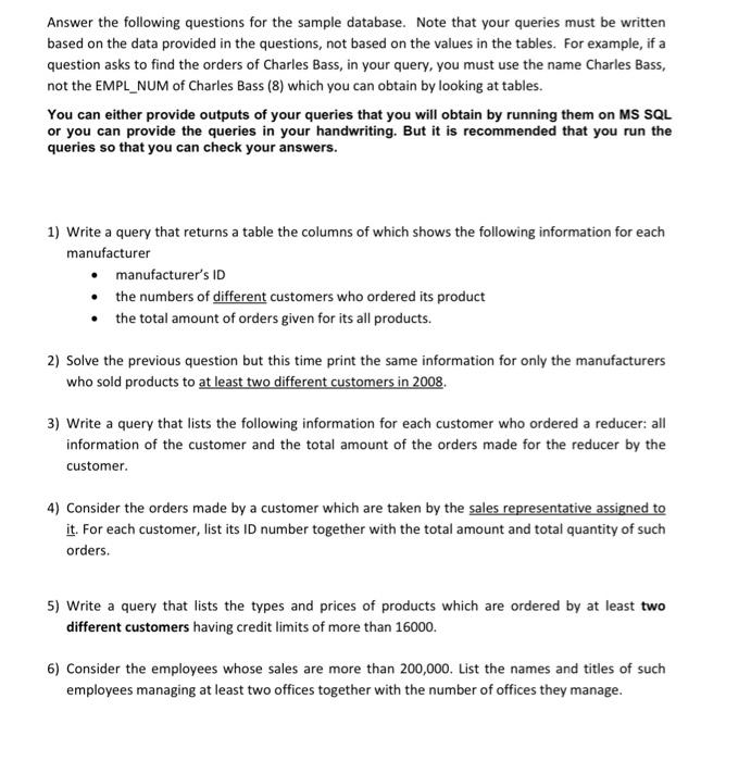 Solved Answer the following questions for the sample | Chegg.com