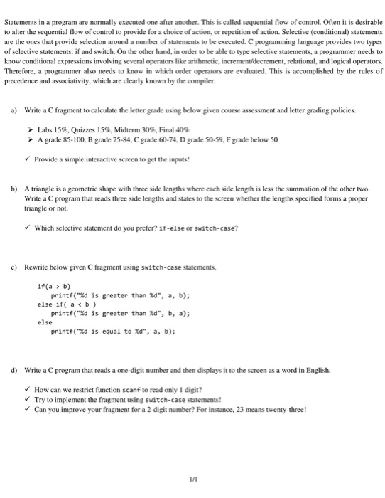 Solved Statements in a program are normally executed one | Chegg.com