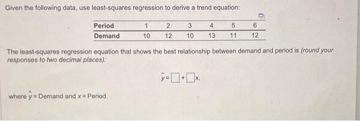Solved Given the following data, use least-squares | Chegg.com