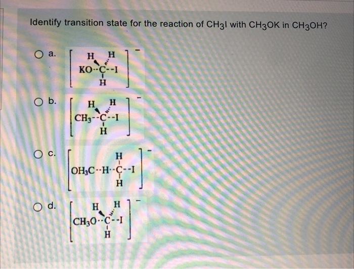 Solved Identify transition state for the reaction of CH31 | Chegg.com