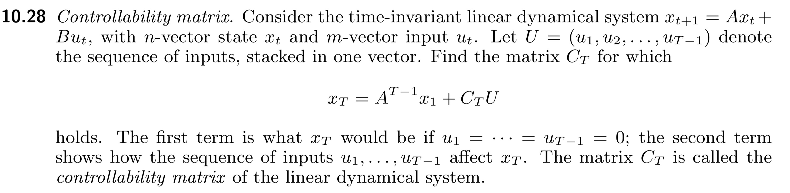Solved 10.28 ﻿Controllability matrix. Consider the | Chegg.com