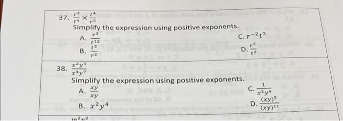 Solved 37. X Simplify the expression using positive | Chegg.com