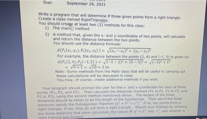 Solved Due: September 24, 2021 Write a program that will | Chegg.com