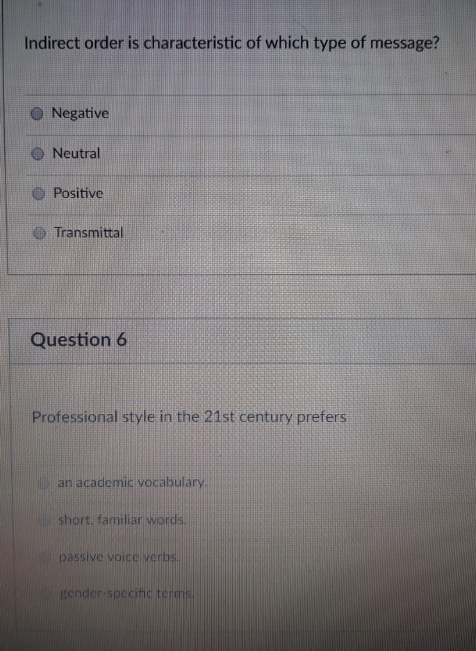 Solved Indirect order is characteristic of which type of | Chegg.com