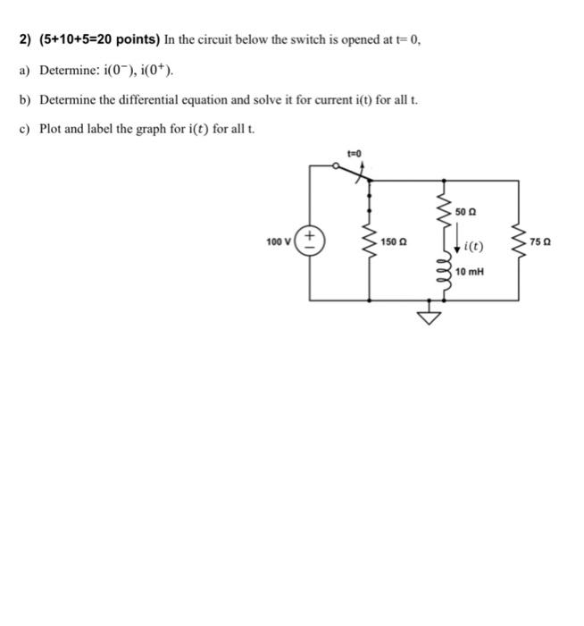 Solved 2 510520 Points In The Circuit Below The Switch 