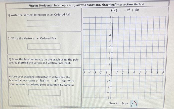 Solved 1) Write the Vertical Intercept as an Ordered Pair 2) | Chegg.com