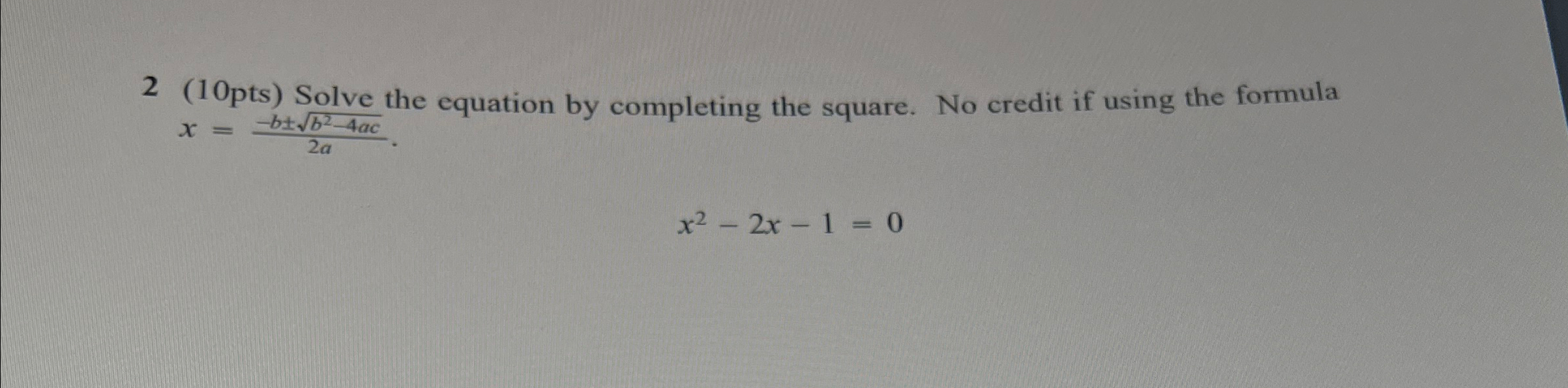 Solved 2 (10pts) ﻿Solve the equation by completing the | Chegg.com