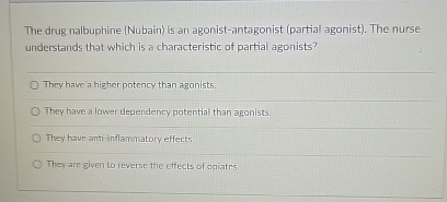 Solved The drug nalbuphine (Nubain) ﻿is an | Chegg.com