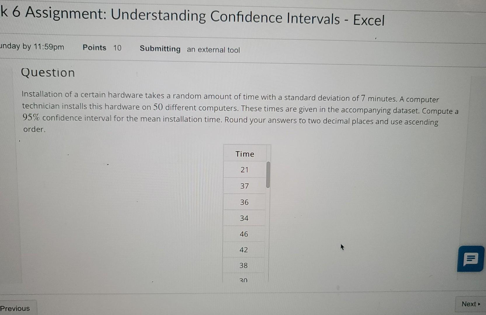 Solved k 6 Assignment: Understanding Confidence Intervals - | Chegg.com