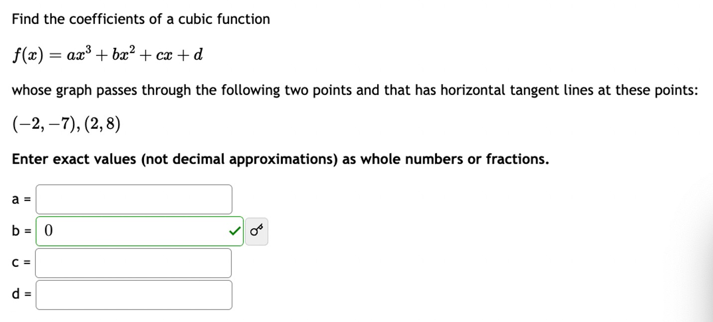 Solved Find the coefficients of a cubic | Chegg.com