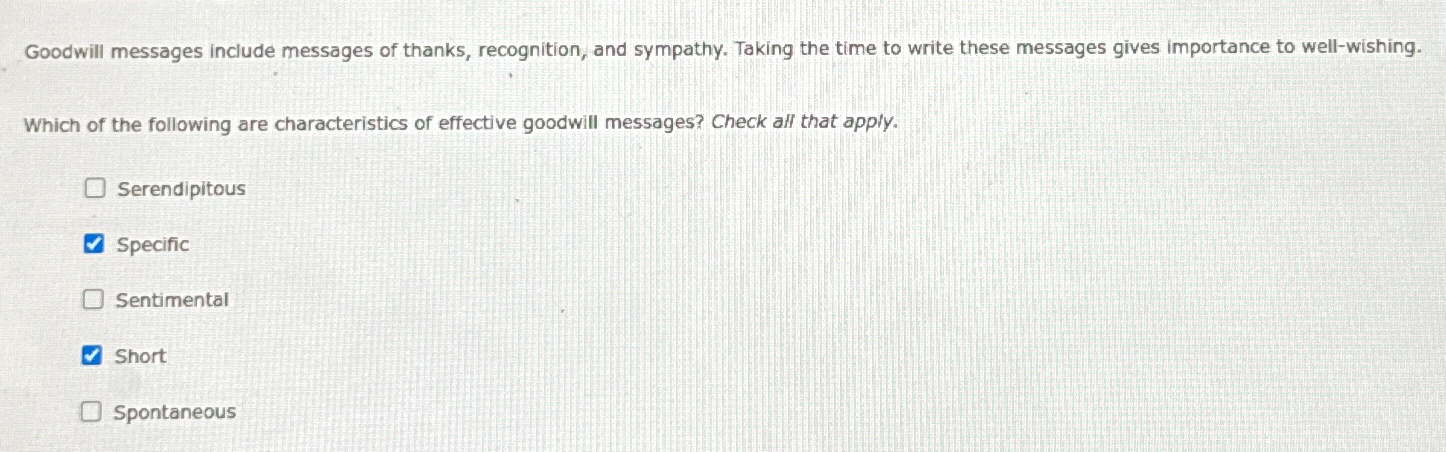 Solved Goodwill messages include messages of thanks, | Chegg.com