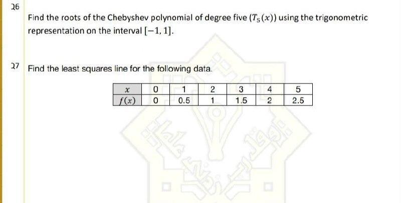 Solved 26 Find the roots of the Chebyshev polynomial of | Chegg.com