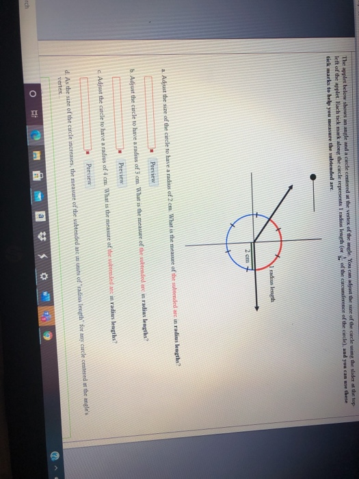 Solved The applet below shows an angle and a circle centered | Chegg.com