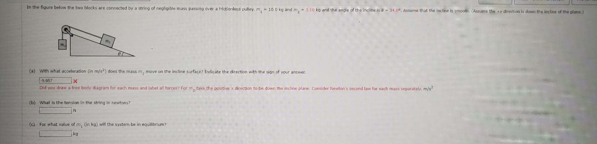 Solved (a) With what acceleration (in m/s2 ) does the mass | Chegg.com
