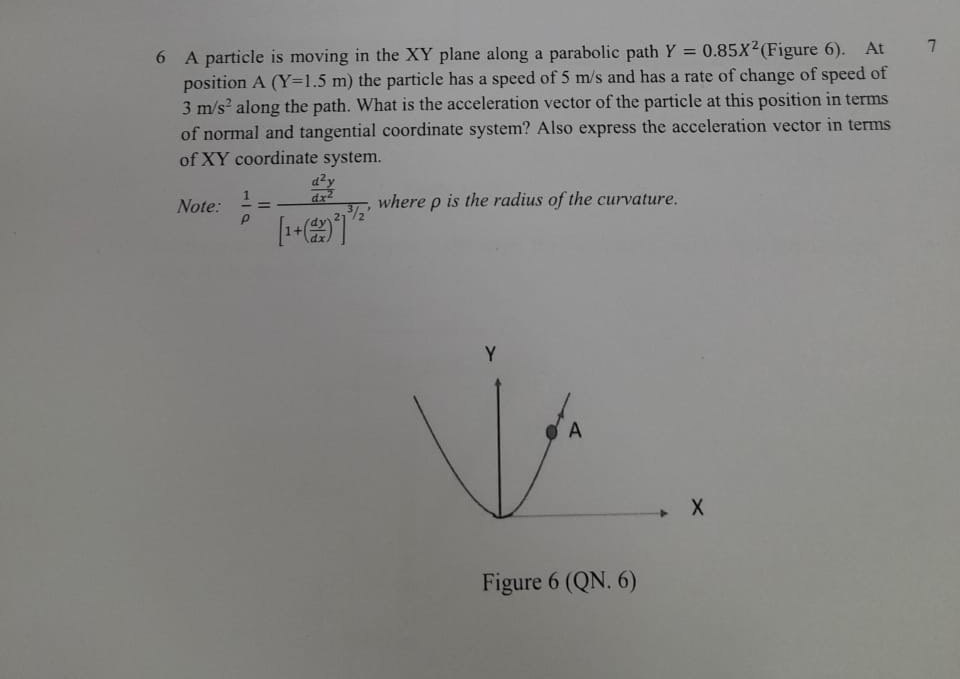 Solved 6 ﻿A particle is moving in the xY ﻿plane along a | Chegg.com