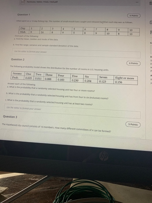 Solved Formulas Tables Triola Jedpdf Question 1 then went on | Chegg.com
