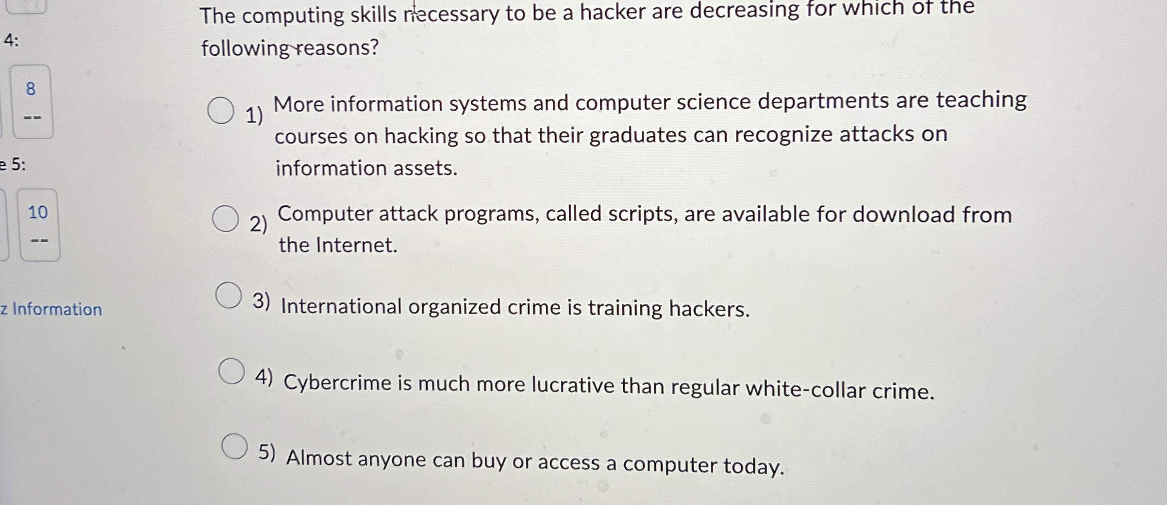 Solved The computing skills recessary to be a hacker are | Chegg.com