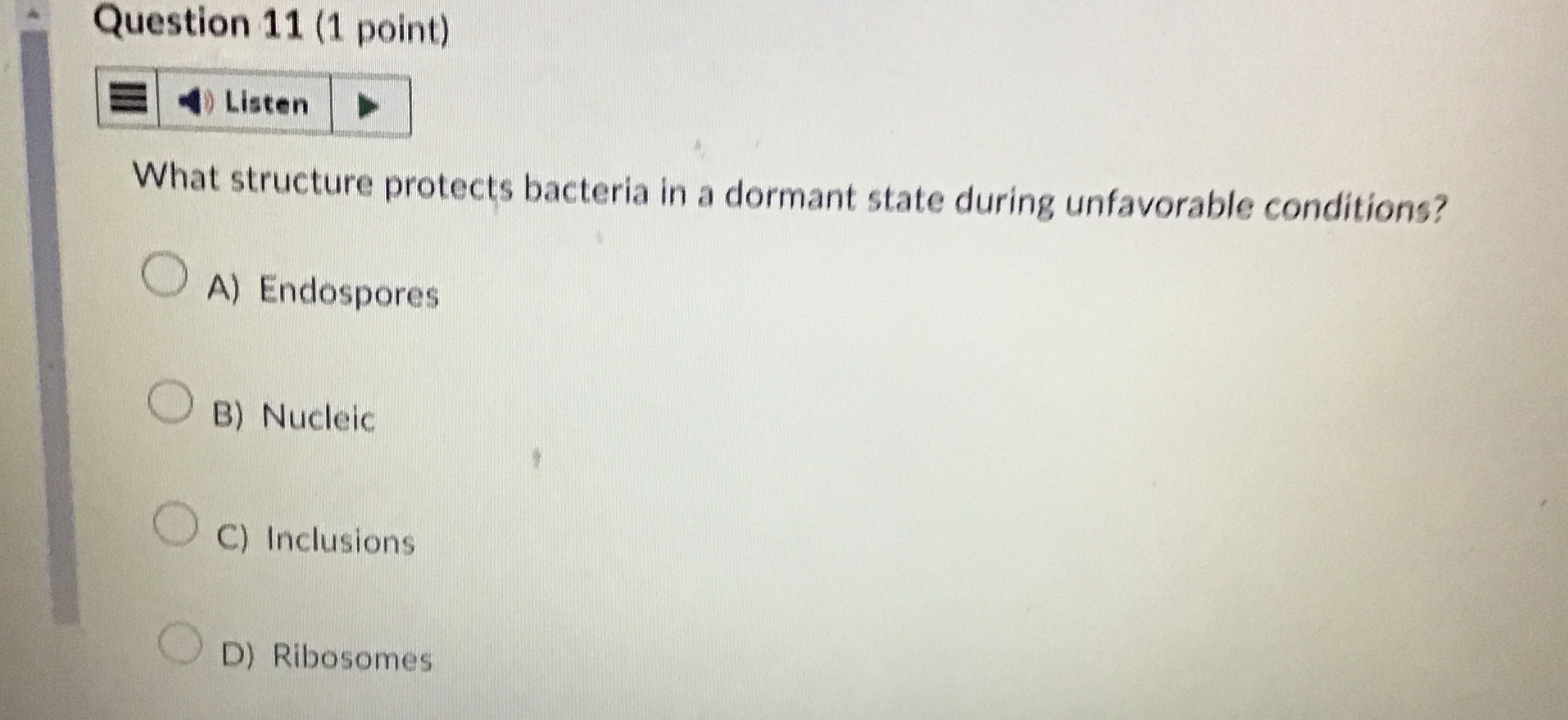 Solved Question 11 (1 ﻿point)What structure protects | Chegg.com